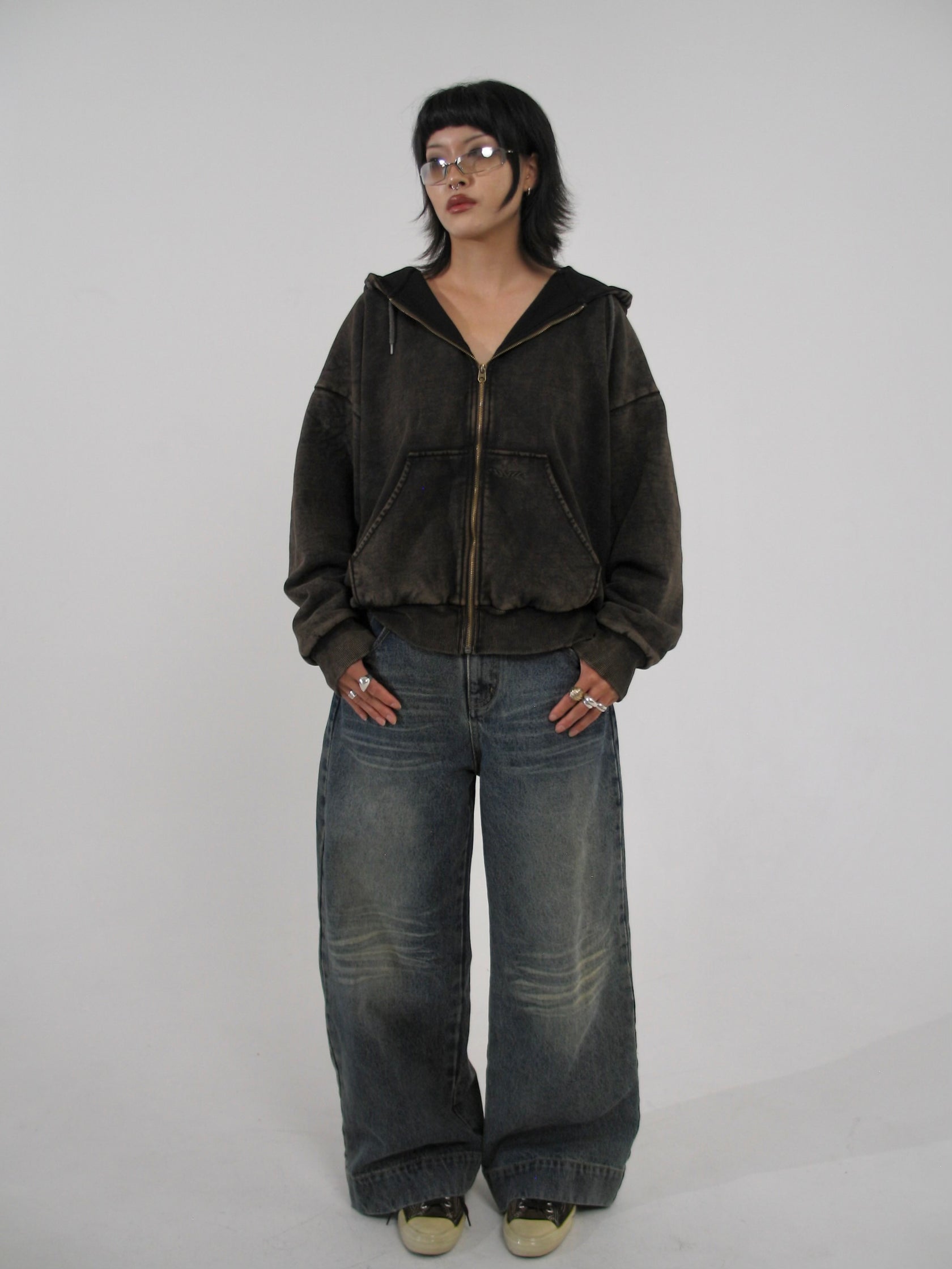 Washed Brown Zip Sweater – DEVOTEE LA